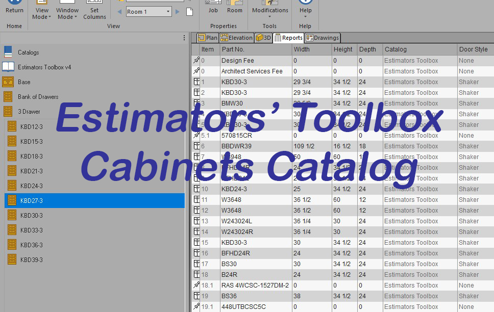 Estimators' Toolbox Cabinet and Object Catalog | Craftsman Woodworks Engineering Services